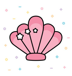 Pastel cute pink shell isolated with black outline
