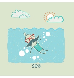 Sea waves and rising sun Royalty Free Vector Image