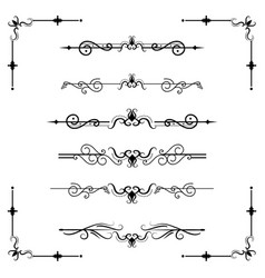 Vintage divider set retro line text page separator