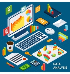 Data center infographic isometric flowchart Vector Image