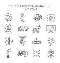 Machine learning line web glyph icons Royalty Free Vector