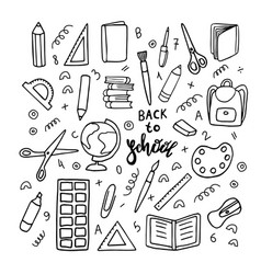 Set of hand-drawn school doodle Royalty Free Vector Image