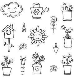 0108 hand drawn flowers doodle Royalty Free Vector Image