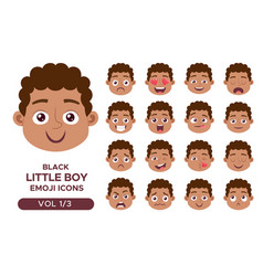 Black boy emoji icon set 1 3 Royalty Free Vector Image