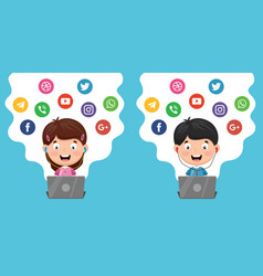 Kid using technology Royalty Free Vector Image