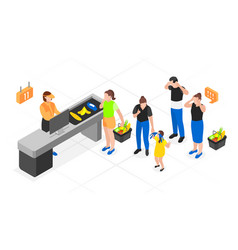 Big queue many multitude people waiting in long Vector Image