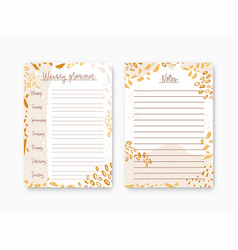 Bundle weekly planner and list for notes Vector Image