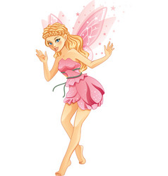 Beautiful smiling pink fairy girl flying colorful Vector Image
