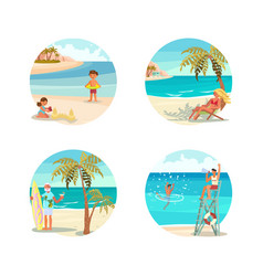 Dream scene with beautiful beach in round design Vector Image