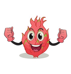 Cartoon fresh red dragon fruit isolated on white Vector Image