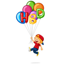 Little boy and hbd on balloons Royalty Free Vector Image