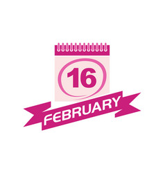 February 16 flat daily calendar icon Date Vector Image