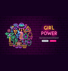 Girl power neon sign Royalty Free Vector Image