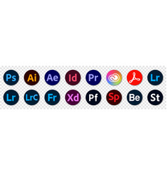 Set popular adobe apps icons Royalty Free Vector Image