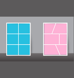 Vertical collage layout template frames for photo Vector Image
