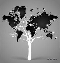 Tree shaped world map Royalty Free Vector Image