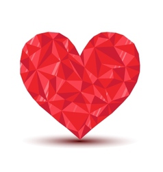 Polygonal ruby heart with reflection and shadow Vector Image